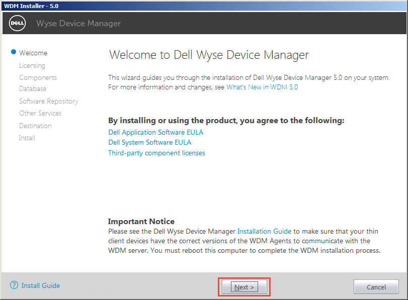 Wyse Device Manager 5.0 (WDM) Workgroup Installation