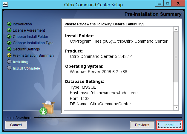 Citrix Command Center - Installation