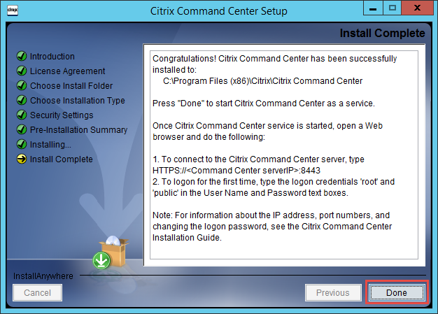 Citrix Command Center - Installation