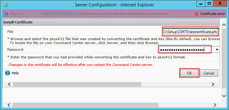 Citrix Command Center - Digital Certificate
