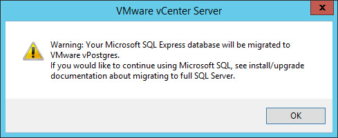 VMware vCenter 6 SQL Express Upgrade